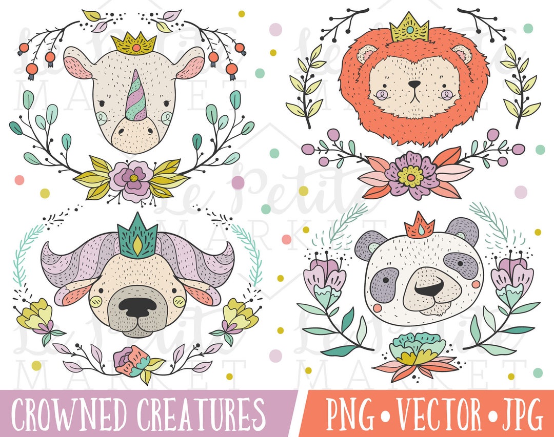 Cute Hipster Animal Clipart Images, Hipster Safari Animals, Panda ...