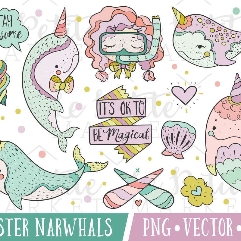 Narwhal Clip Art - Etsy