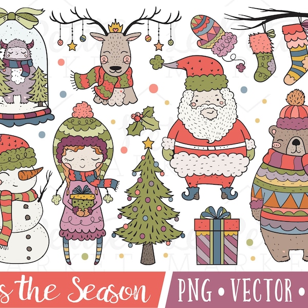 Kawaii Christmas Clip Art Yeti - Etsy