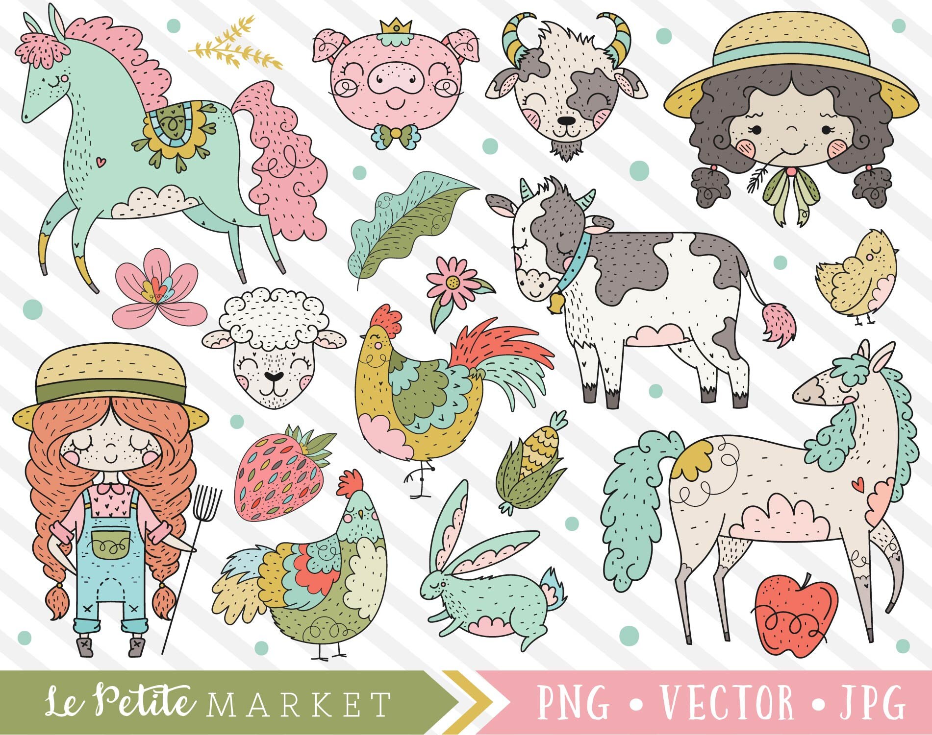 Farm Clipart Bundle Cute Farm Clip Art Printable Png Jpg - Etsy Australia