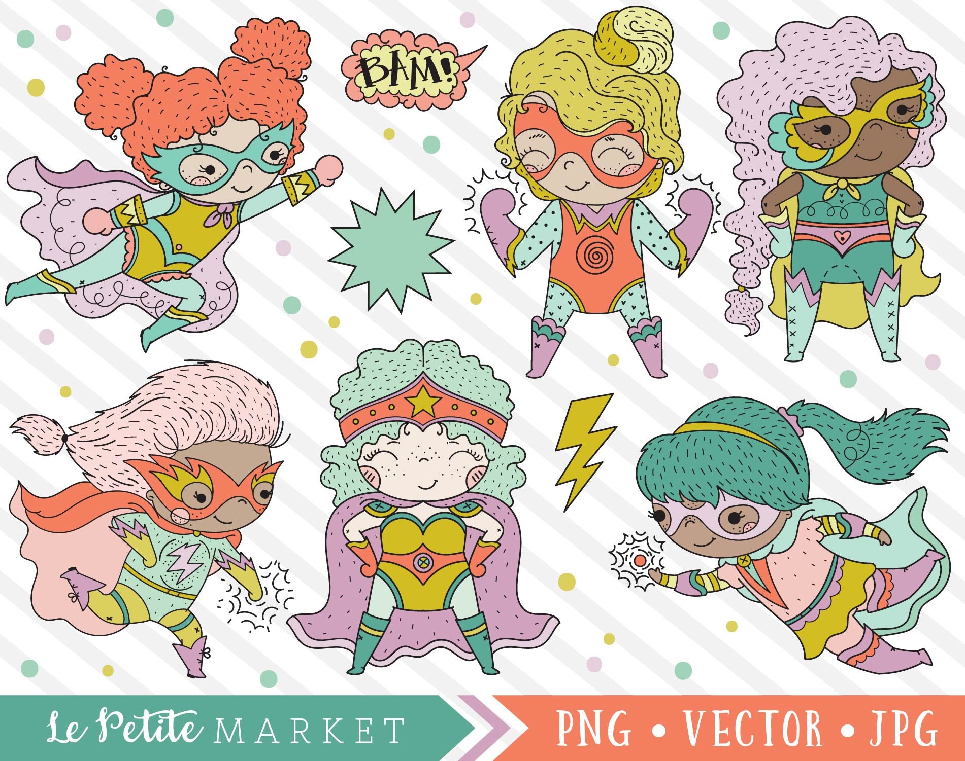 Superhero Girls Clip Art Super Hero Clipart Clipart for - Etsy
