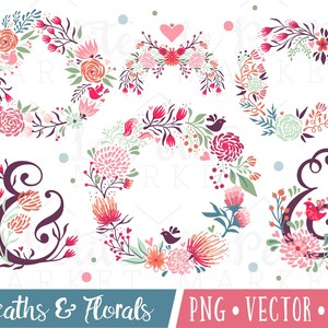 Floral Clipart, Mother's Day Clipart Graphics, Pink Flowers Wreath ...