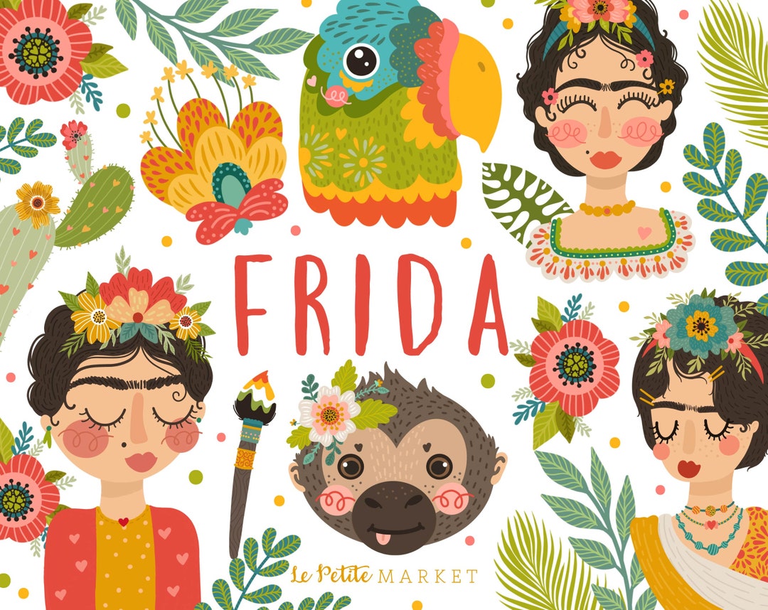 Frida Clipart, Frida Kahlo Clip Art Illustration Set, Monkey Clipart ...