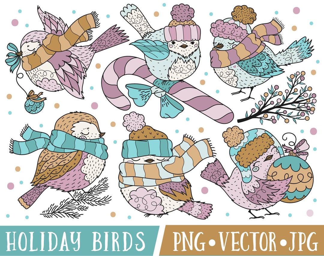 Winter Birds Clipart, Holiday Bird Clipart Images, Cute Bird ...
