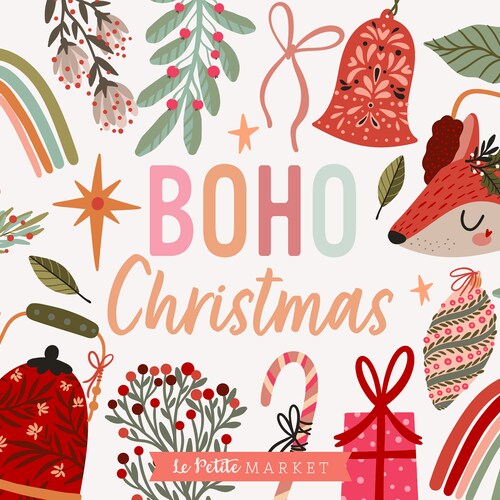 Boho Christmas Clipart Cozy Boho PNG Retro Christmas - Etsy