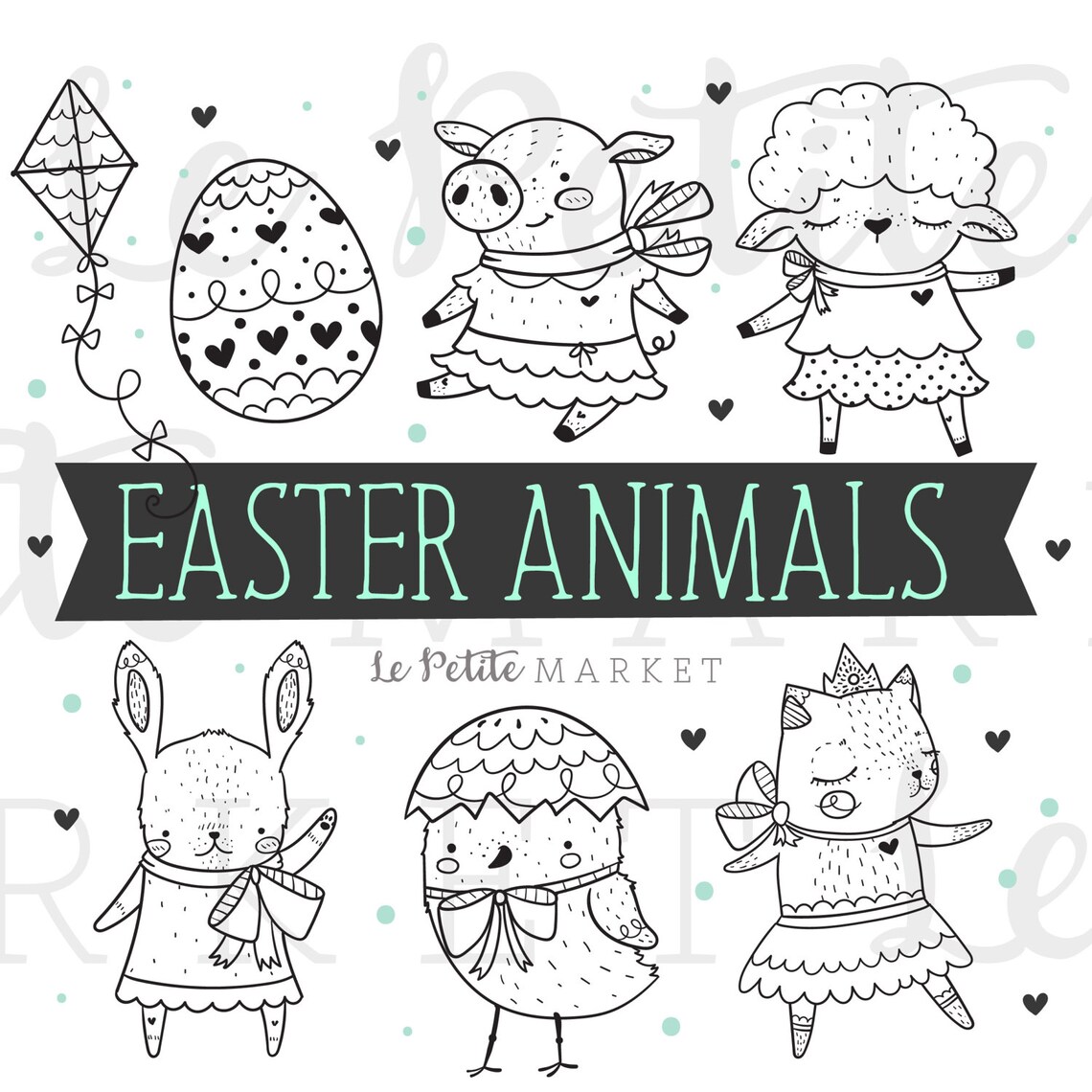 Easter Clip Art Easter Animals Clip Art Spring Animals Clip | Etsy