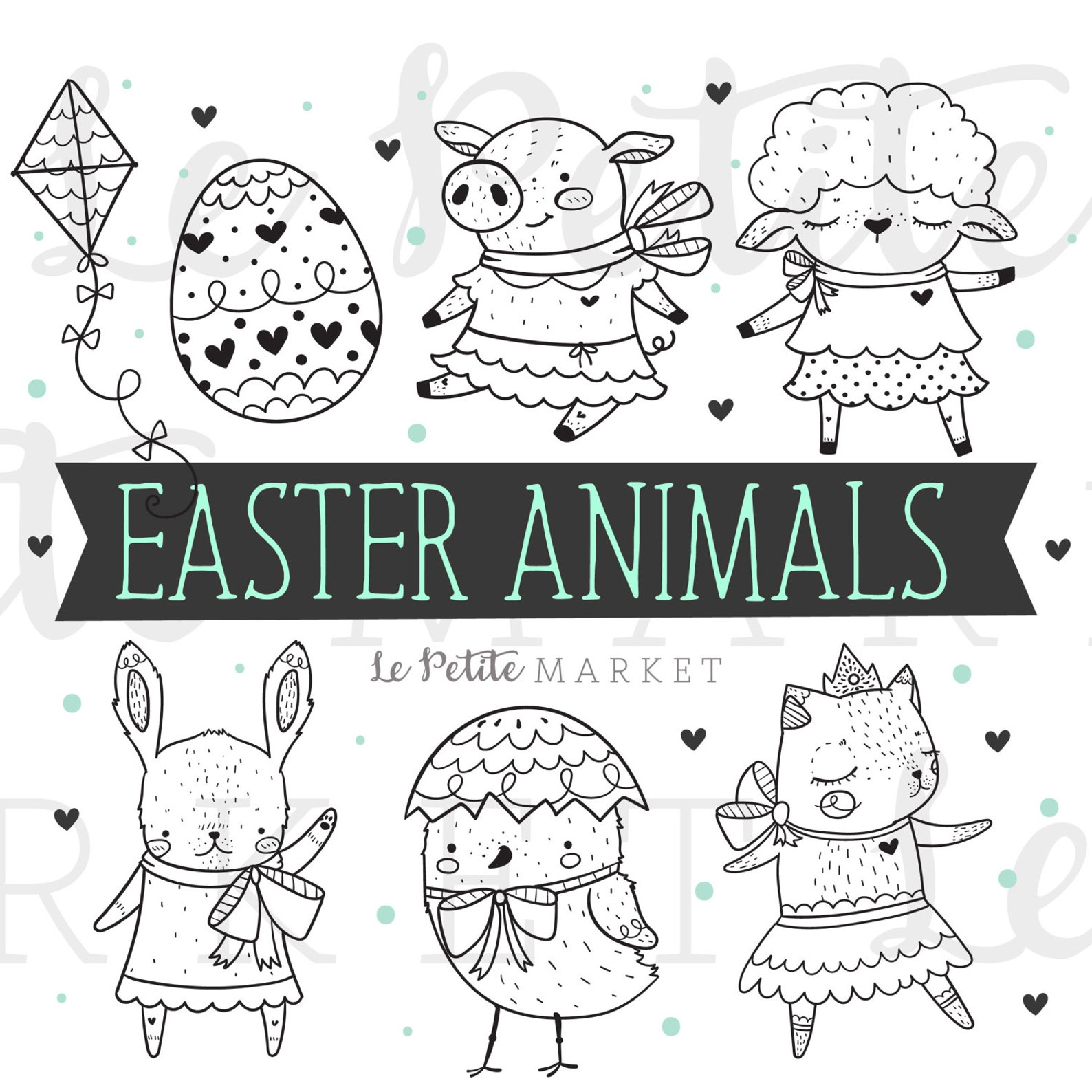 Easter Clip Art Easter Animals Clip Art Spring Animals Clip | Etsy