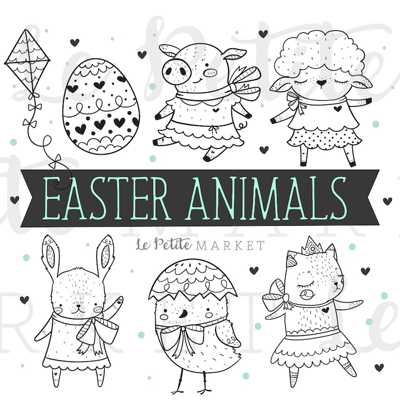 Easter Clip Art Easter Animals Clip Art Spring Animals Clip | Etsy