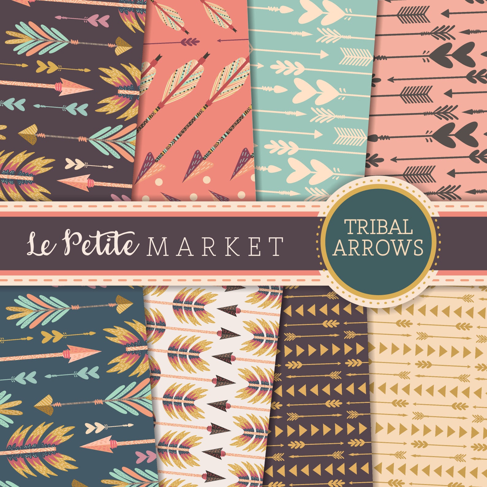Tribal Arrow Paper Arrow Pattern Paper Pastel Arrows Paper | Etsy