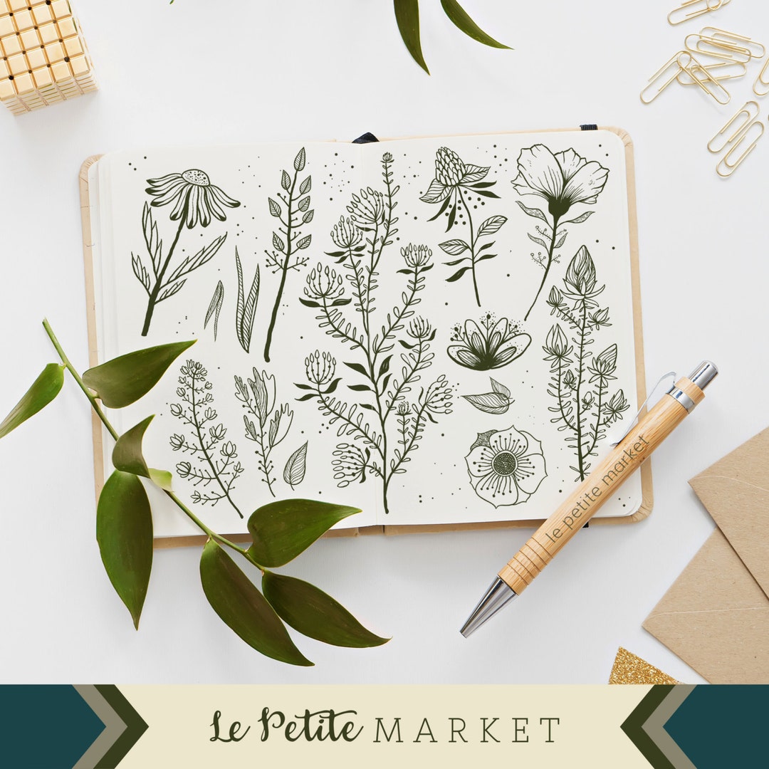 Hand Drawn Wildflower Clipart Set, Doodle Flower Illustrations (PNG ...