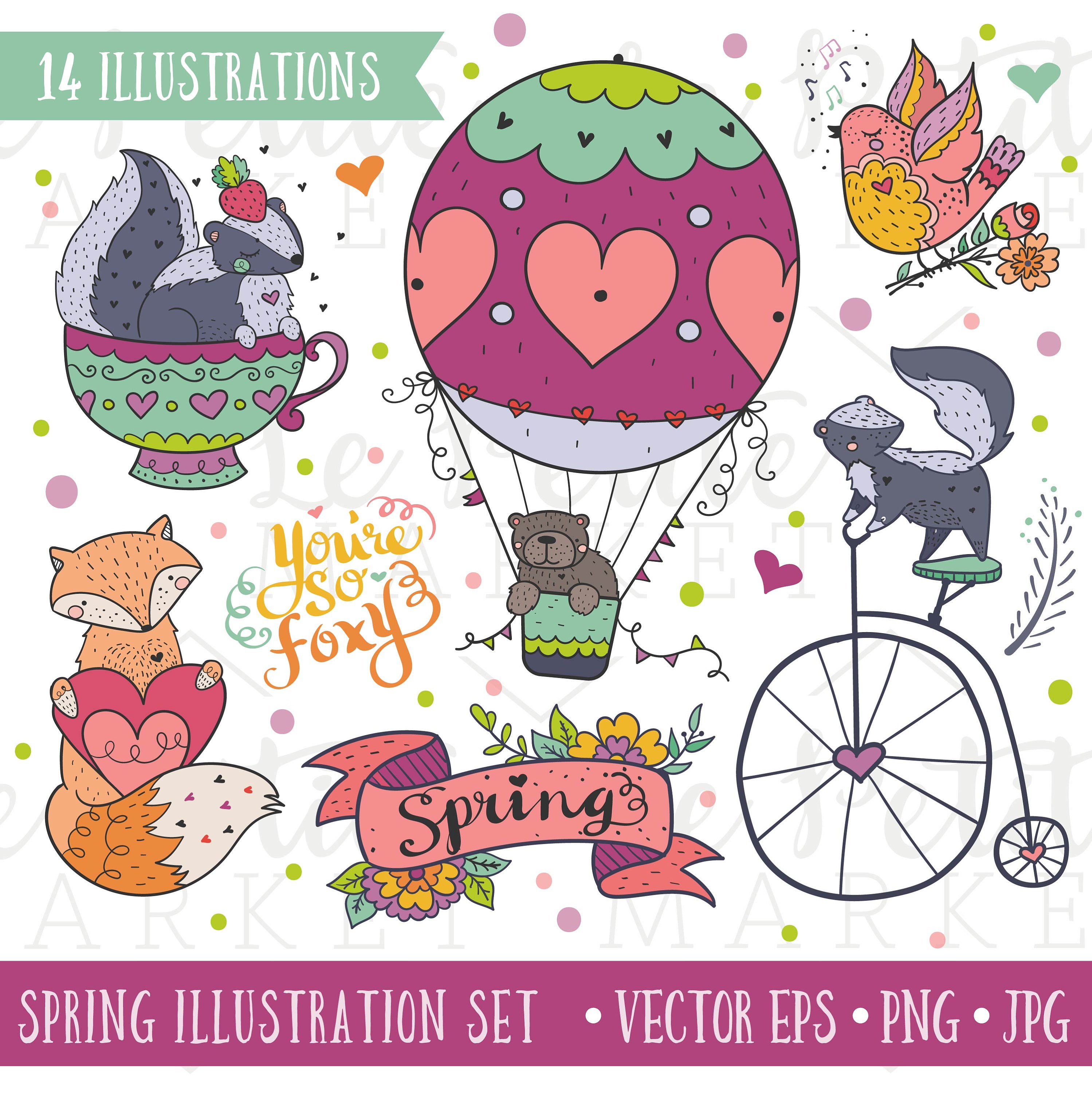 Cute Digital Woodland Animal Clip Art Set Fox Clip Art - Etsy