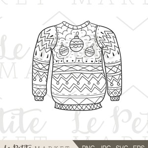 Ugly Sweater Party Clip Art, Ugly Holiday Sweater Digital Stamps, Ugly ...