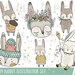 Cute Digital Bunny Rabbit Clip Art, Hand Drawn Bunnies, Digital Bunny ...