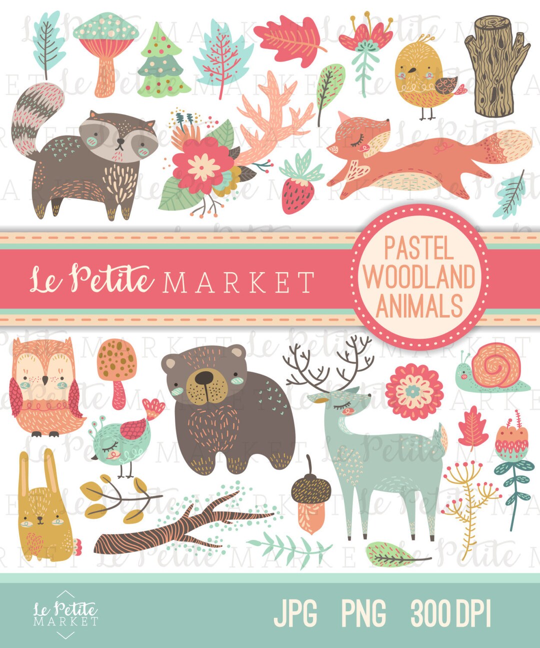 Cute Forest Animals Clip Art Set, Woodland Clipart Images, Forest ...