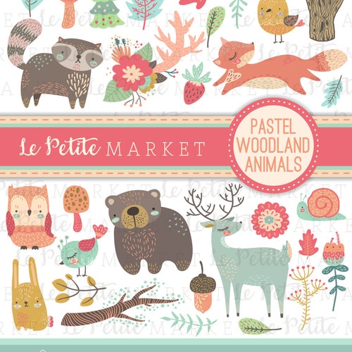 Forest Animals Clip Art Forest Animals Clipart Woodland - Etsy