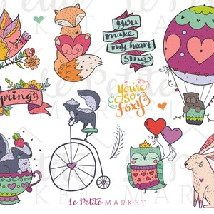 Cute Digital Woodland Animal Clip Art Set, Fox Clip Art, Teacher Clip ...