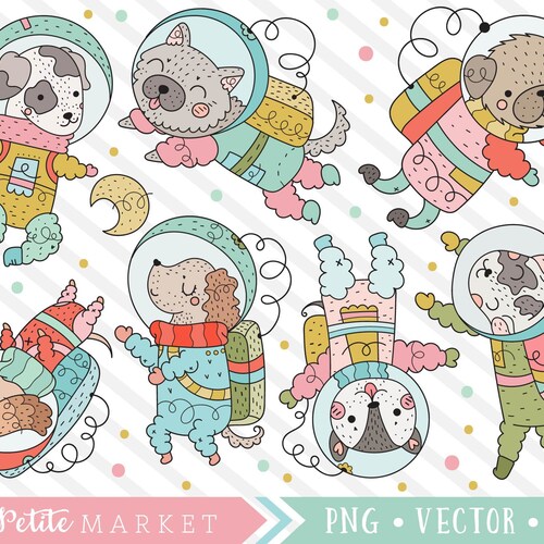 Dog Astronaut Clipart Cute Animal Astronaut Clip Art Dog - Etsy