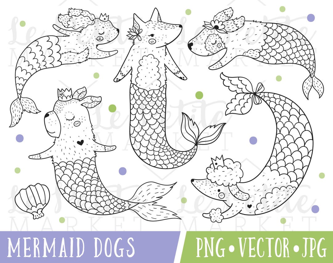 Mermaid Dogs Clipart Images, Mer-dogs Clipart, Mermaid Dogs Clipart ...