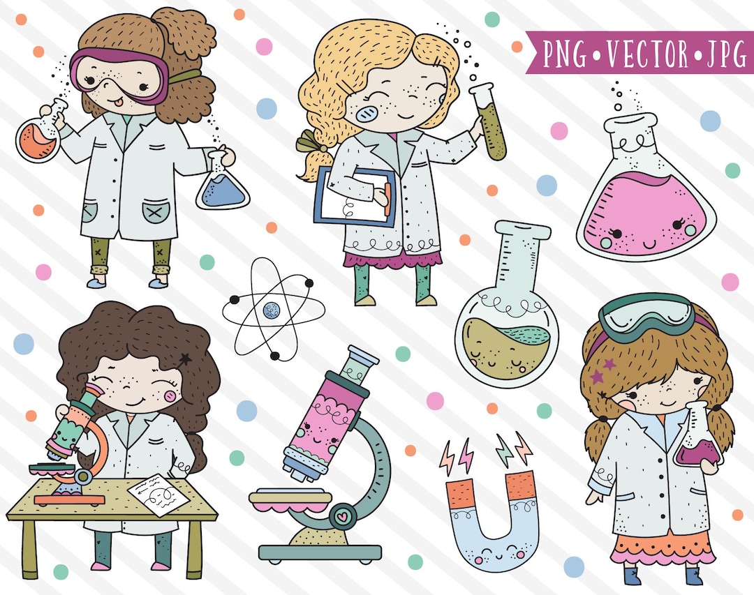 Cute Science Girl Clipart, STEM Clipart, Stem Girls Clip Art, Career ...