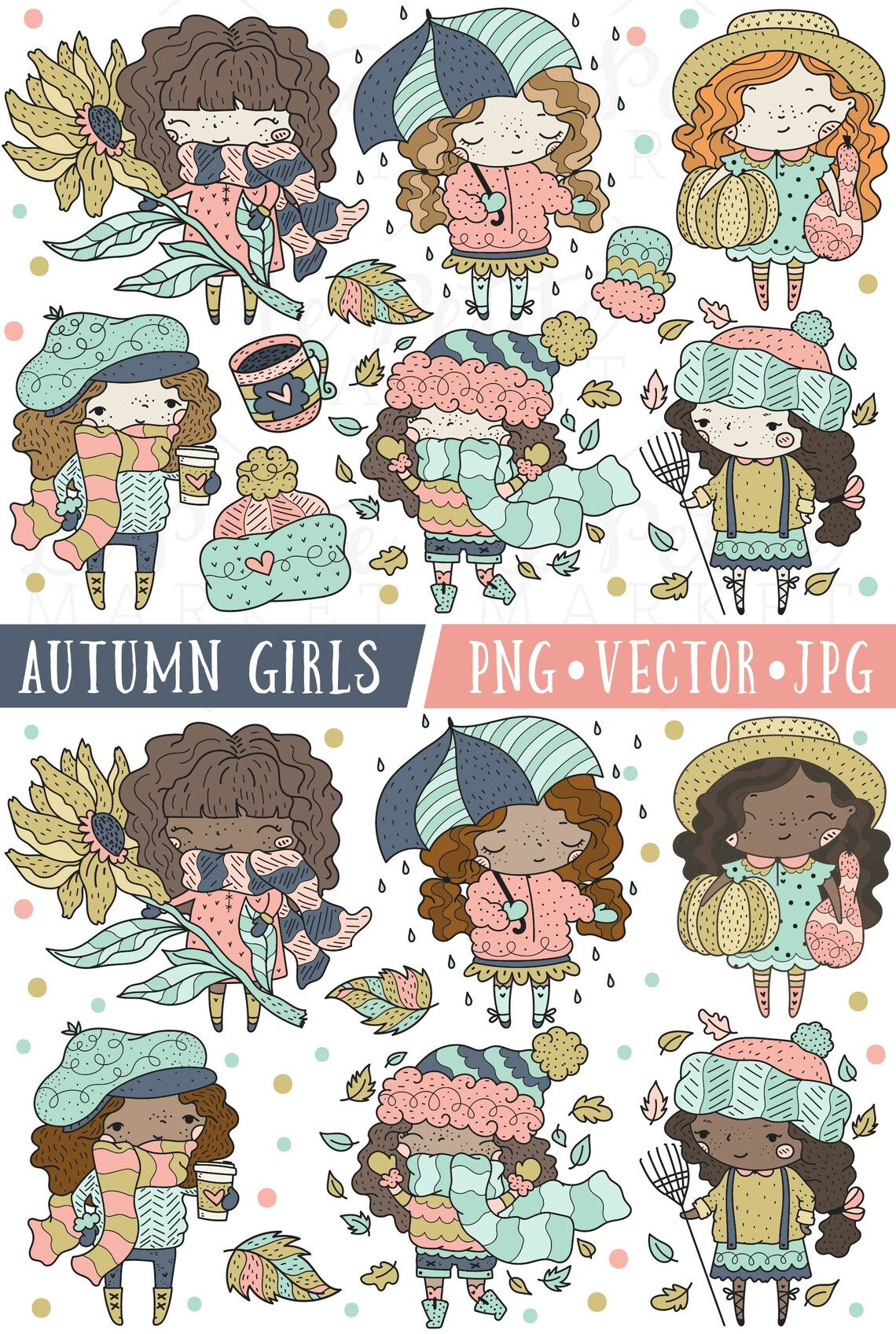 Cute Girl Clipart Images Cute Planner Girls Clipart Kawaii - Etsy