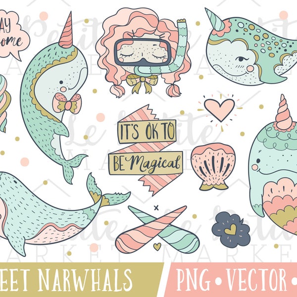 Narwhal Clip Art - Etsy