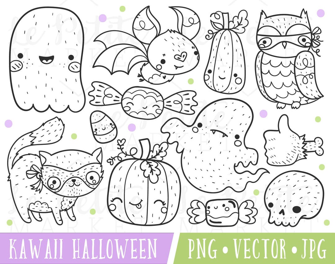 Kawaii Halloween Clipart, Cute Halloween Clipart, Halloween Clip Art ...
