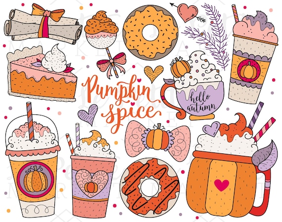Autumn Food Clipart Set Pumpkin Spice Clip Art Images | Etsy