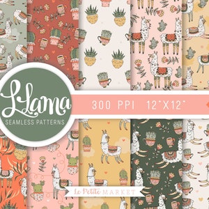 Llama Digital Paper Designs Alpaca Digital Paper Llama - Etsy
