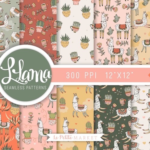 Llama Digital Paper Designs Alpaca Digital Paper Llama - Etsy