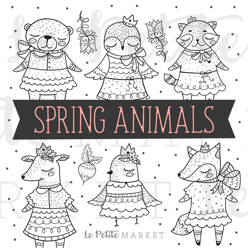 Woodland Spring Animals Clipart Instant Download Easter - Etsy