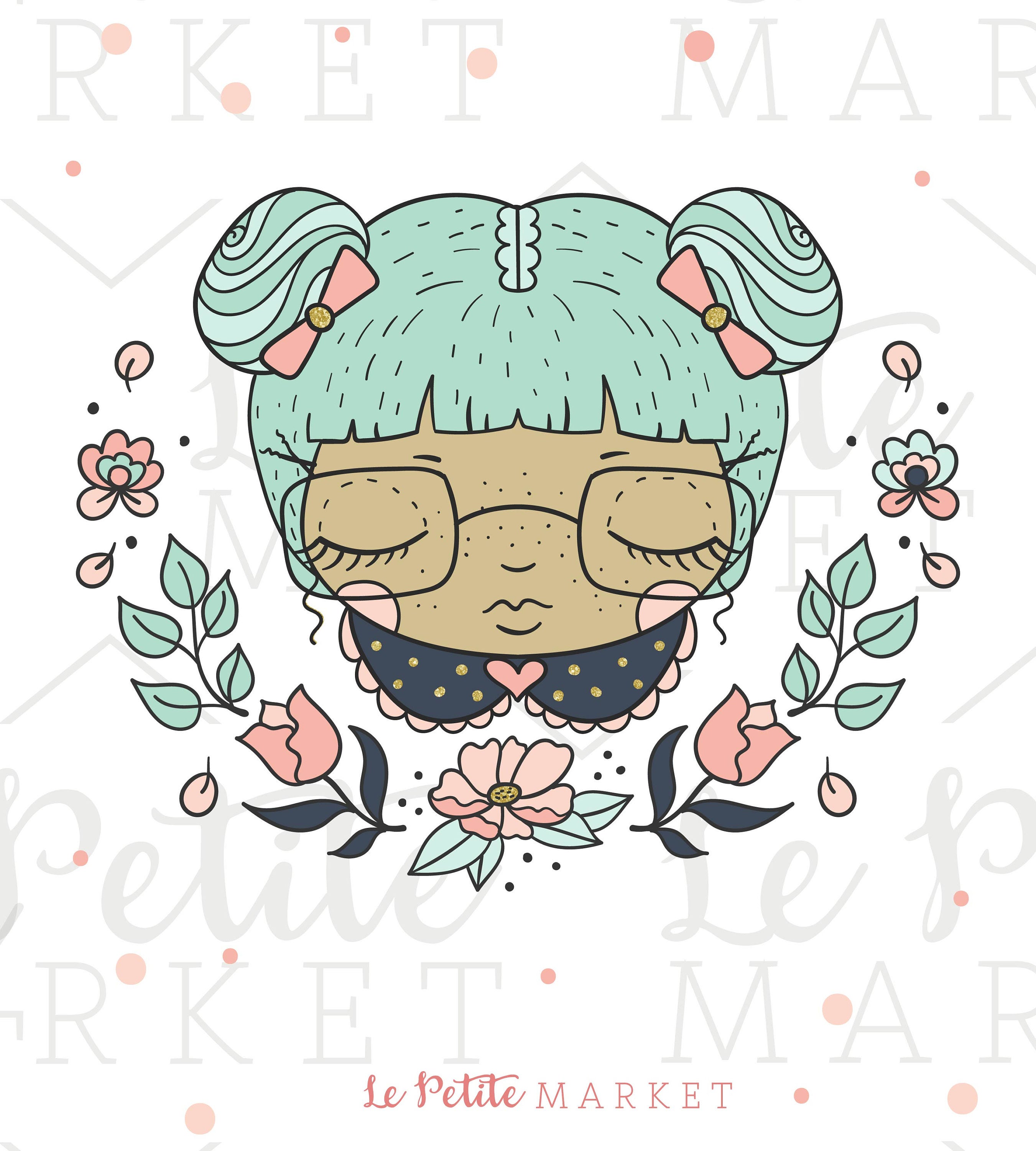 Spring Fashion Easter Clipart Set, Navy Blush Pink Gold Mint, Floral ...