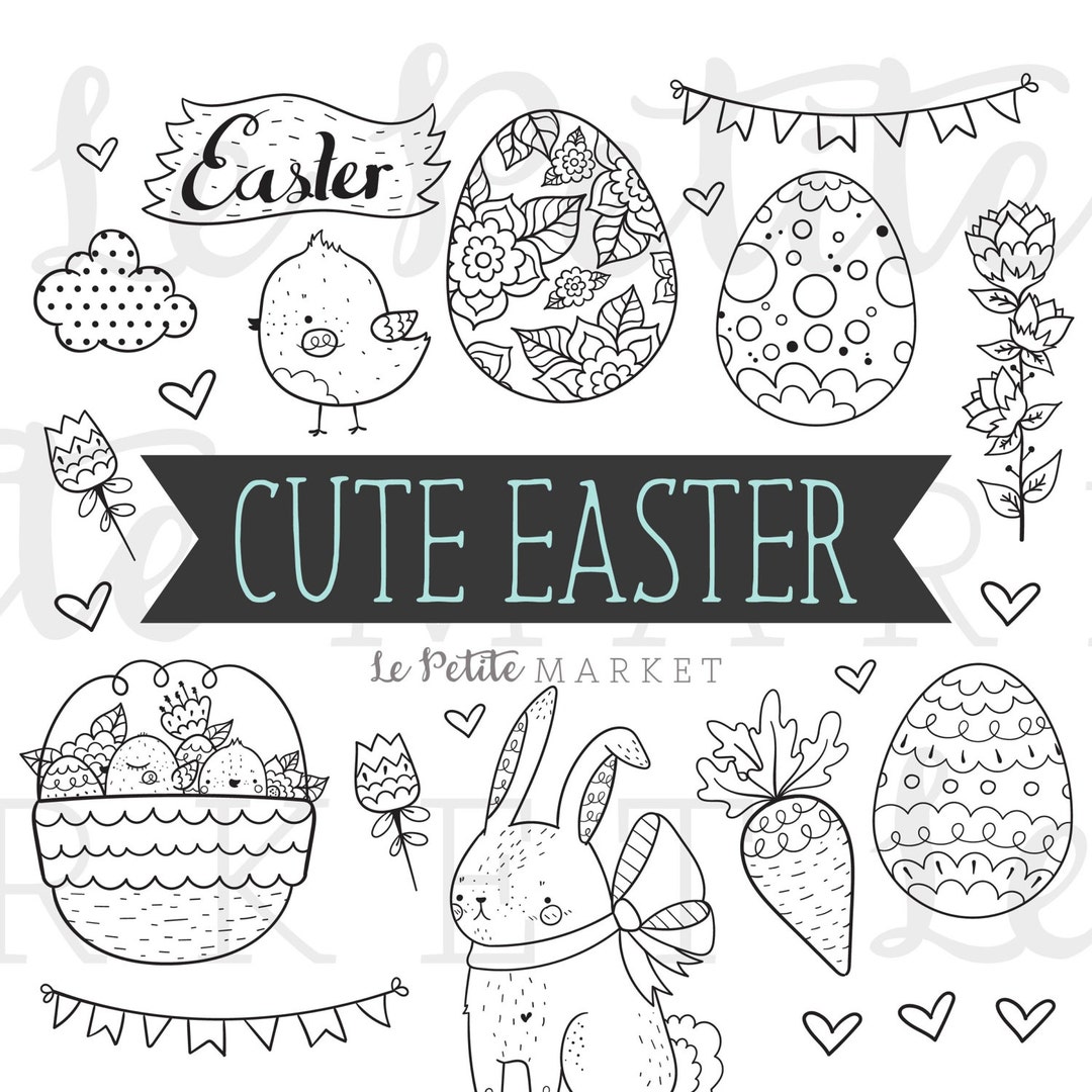 Cute Easter Clip Art Set, Easter Clipart, Easter Illustrations, Easter ...