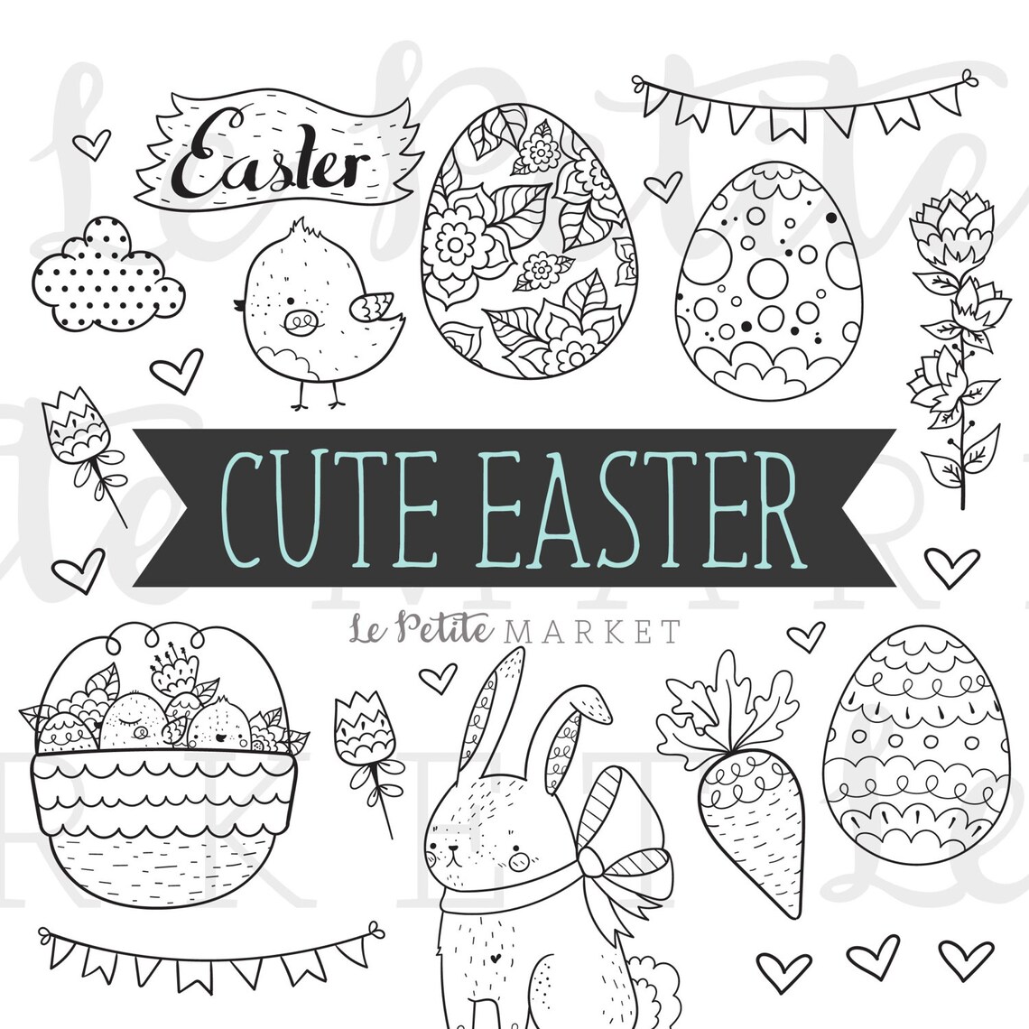 Cute Easter Clip Art Set Easter Clipart Easter - Etsy