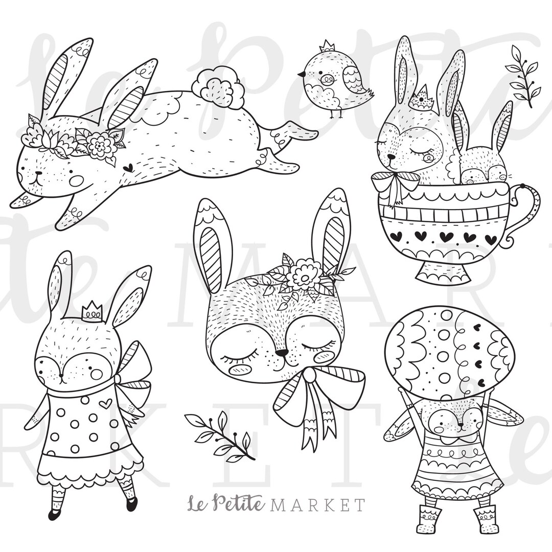Cute Bunny Rabbit Clip Art, Bunny Clip Art, Spring Animals Clip Art ...