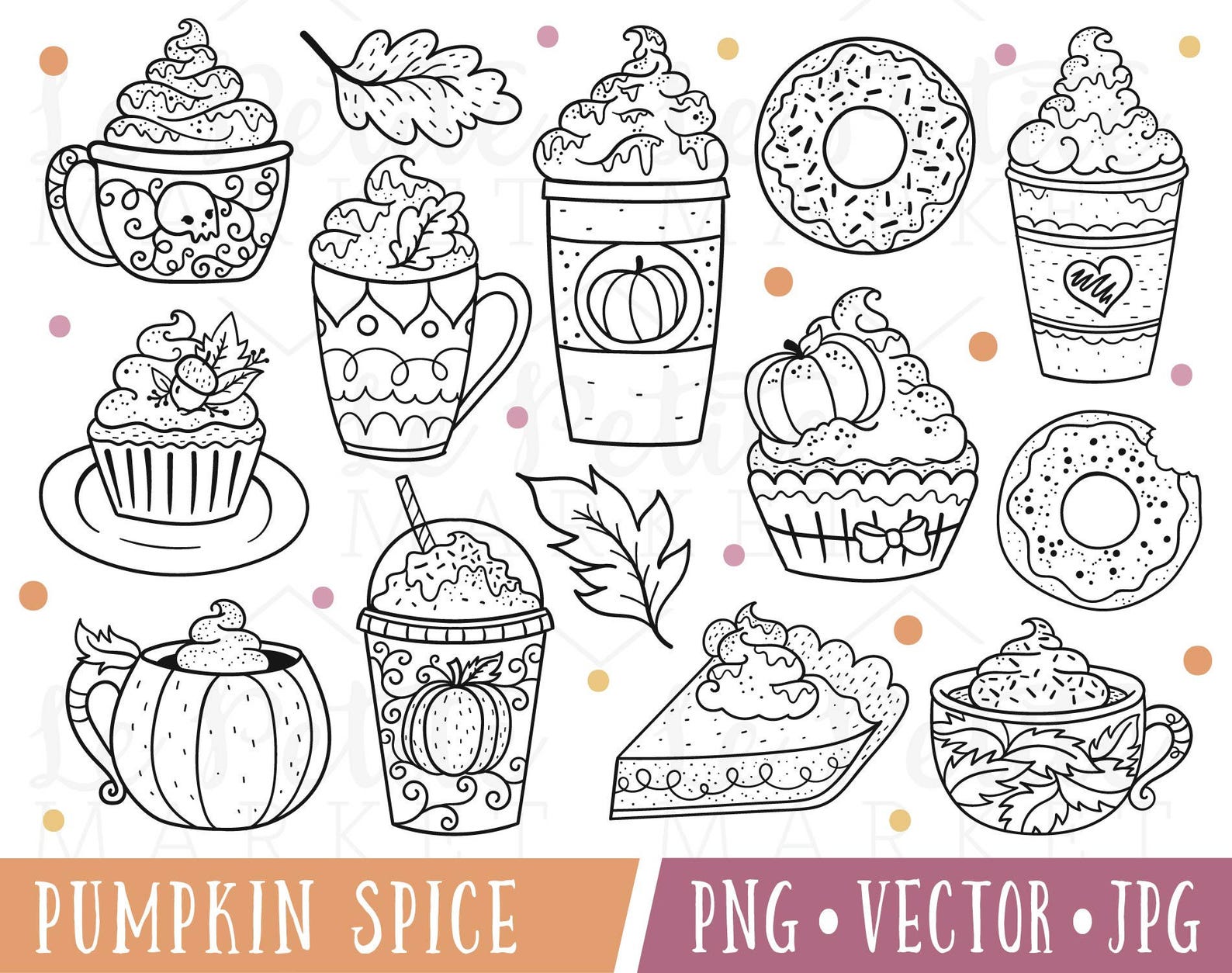 Cute Pumpkin Spice Clipart Images, Pumpkin Spice Latte Digital Stamps ...