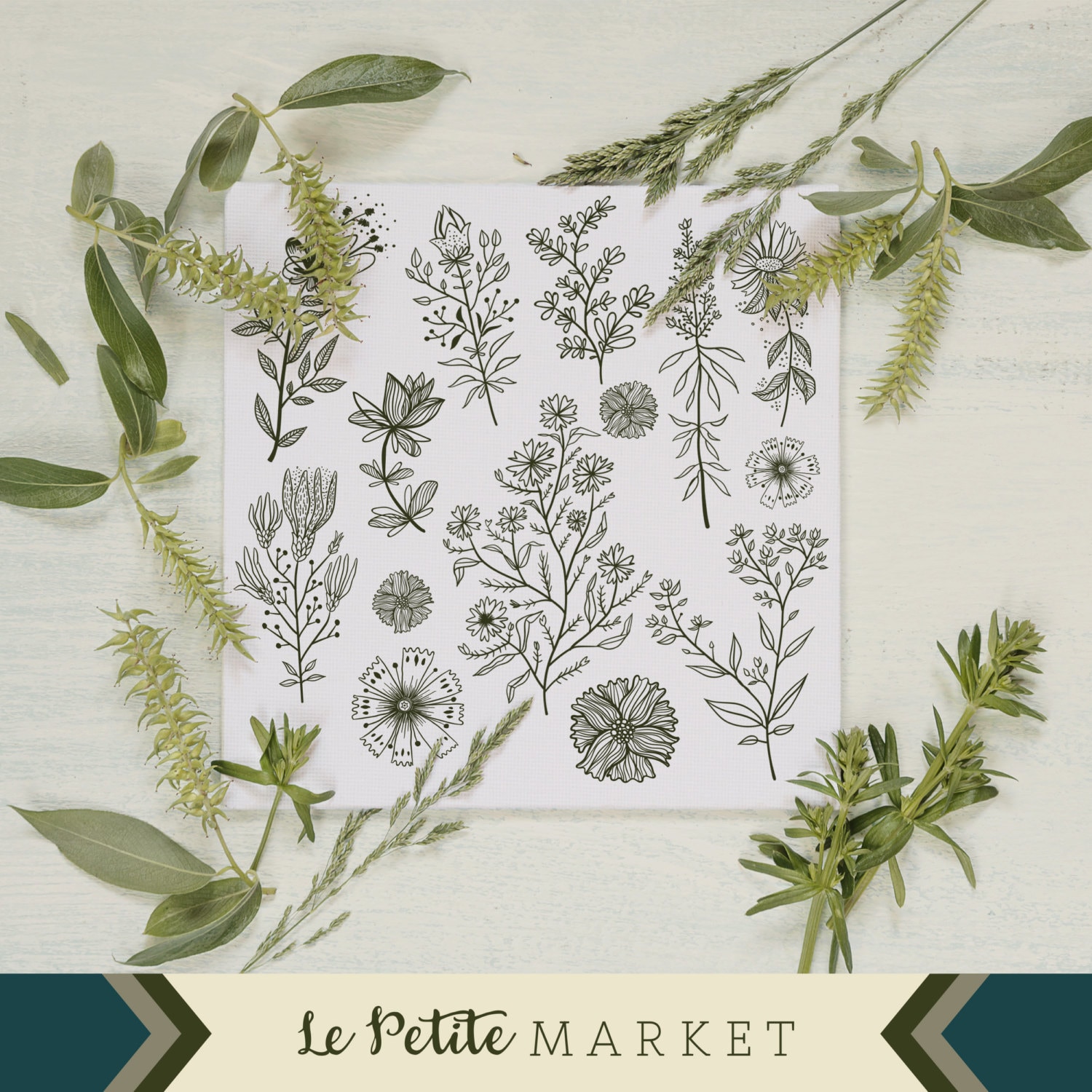 Wildflower Clip Art Set Flower Illustration Clipart Hand | Etsy