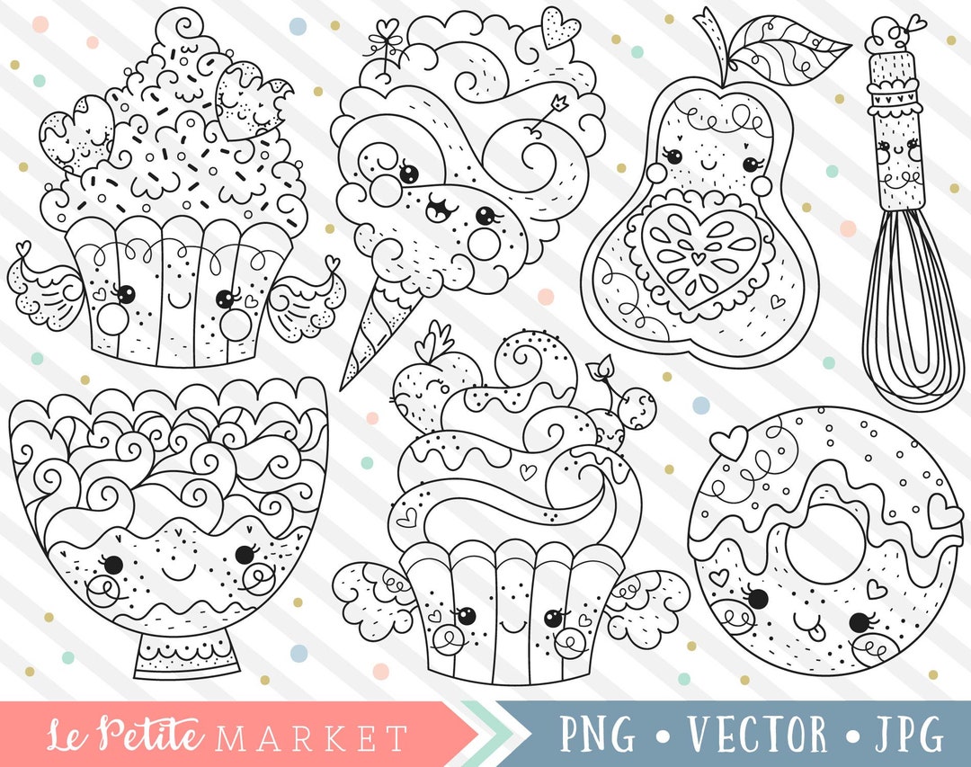 Kawaii Food Clipart, Cute Baking Clipart, Dessert Clipart, Cute Food ...