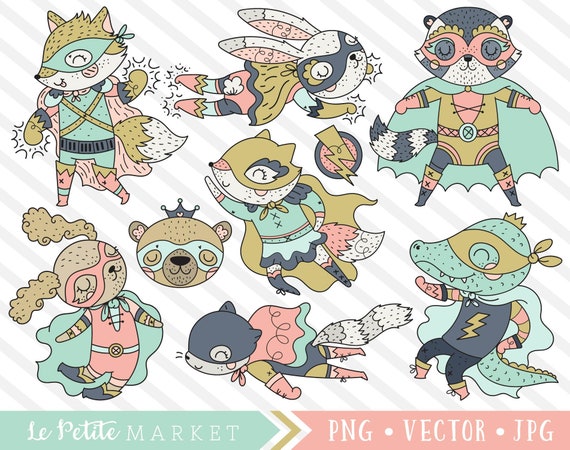Animal Superhero Clipart Images Cute Superhero Animal Clip | Etsy