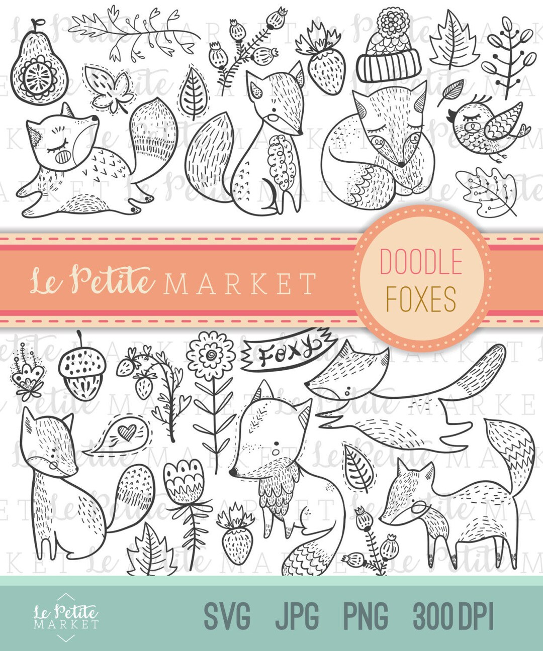 Cute Fox Clipart Images, Cute Fox Clip Art Set, Fox Illustration Set ...