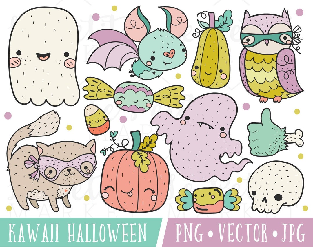 Kawaii Halloween Clipart Images, Cute Halloween Clipart, Kawaii Spooky ...
