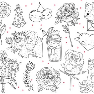 Valentine Clipart Bundle, Valentine Digital Stamps, Cute Valentine ...