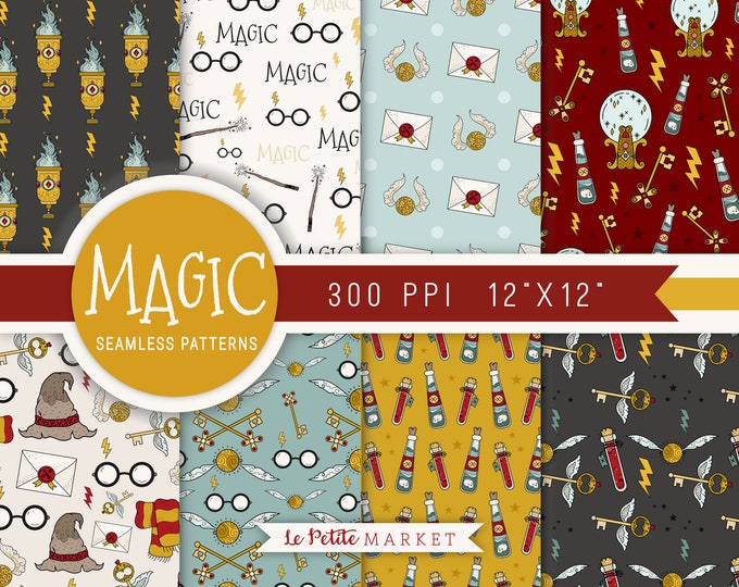 Wizard School Magic Digital Paper Pack, Potter House Colors Goblet ...