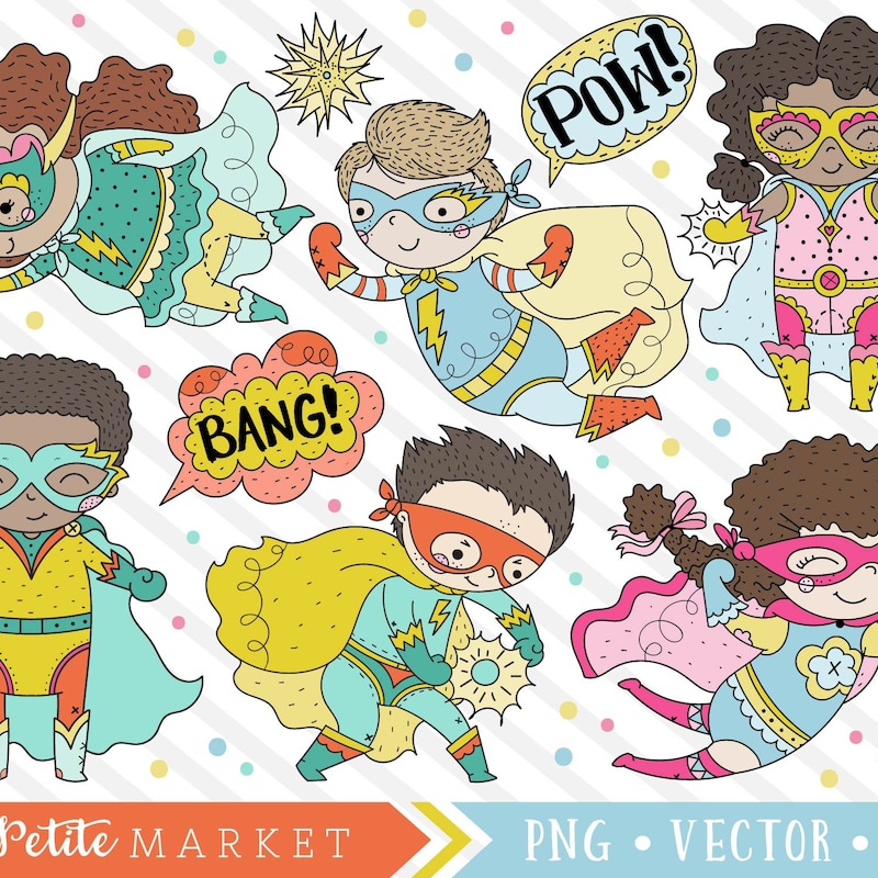 Superhero Clipart - Etsy