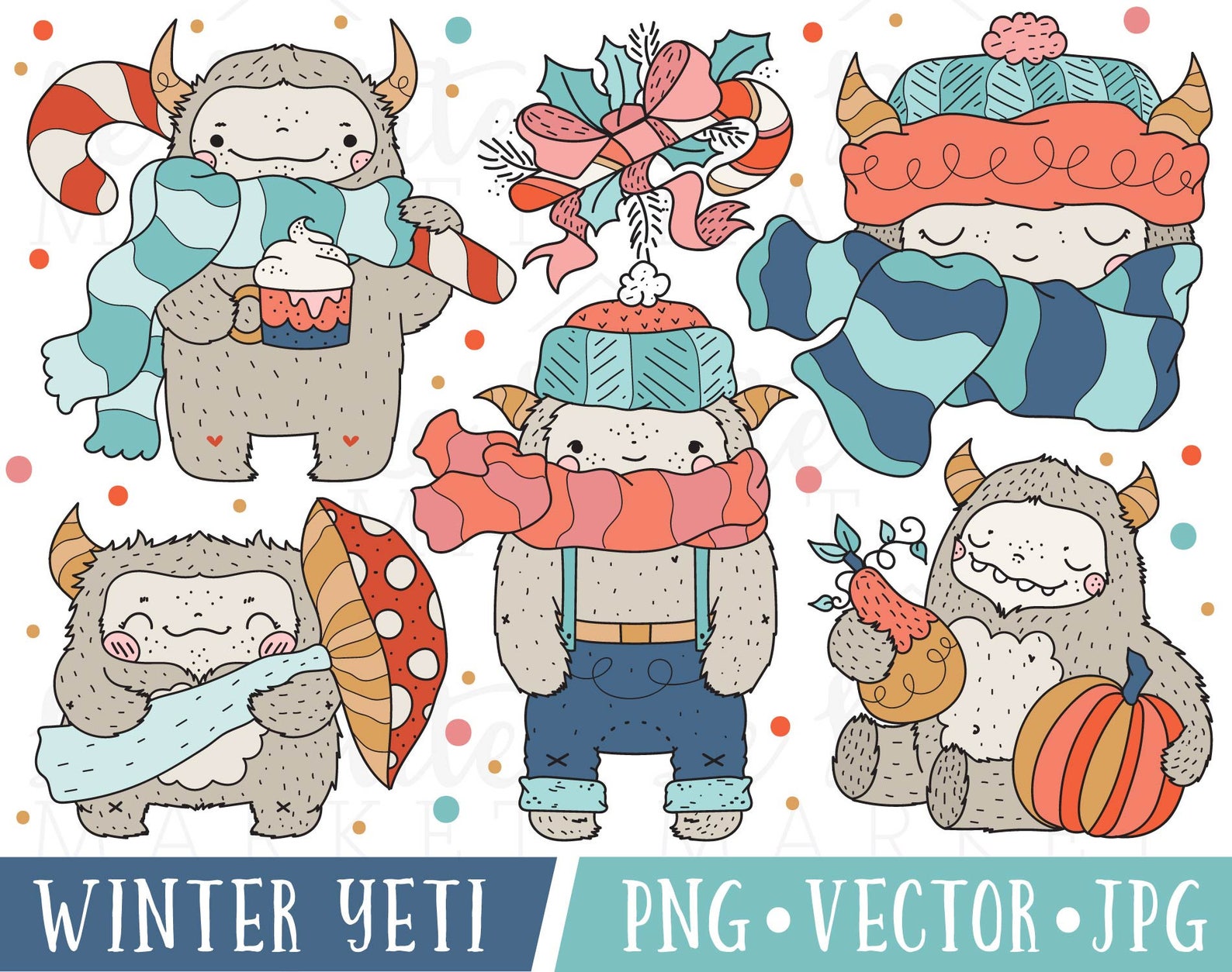Kawaii Yeti Clipart Images Holiday Yeti Clipart Fall Yeti - Etsy Australia