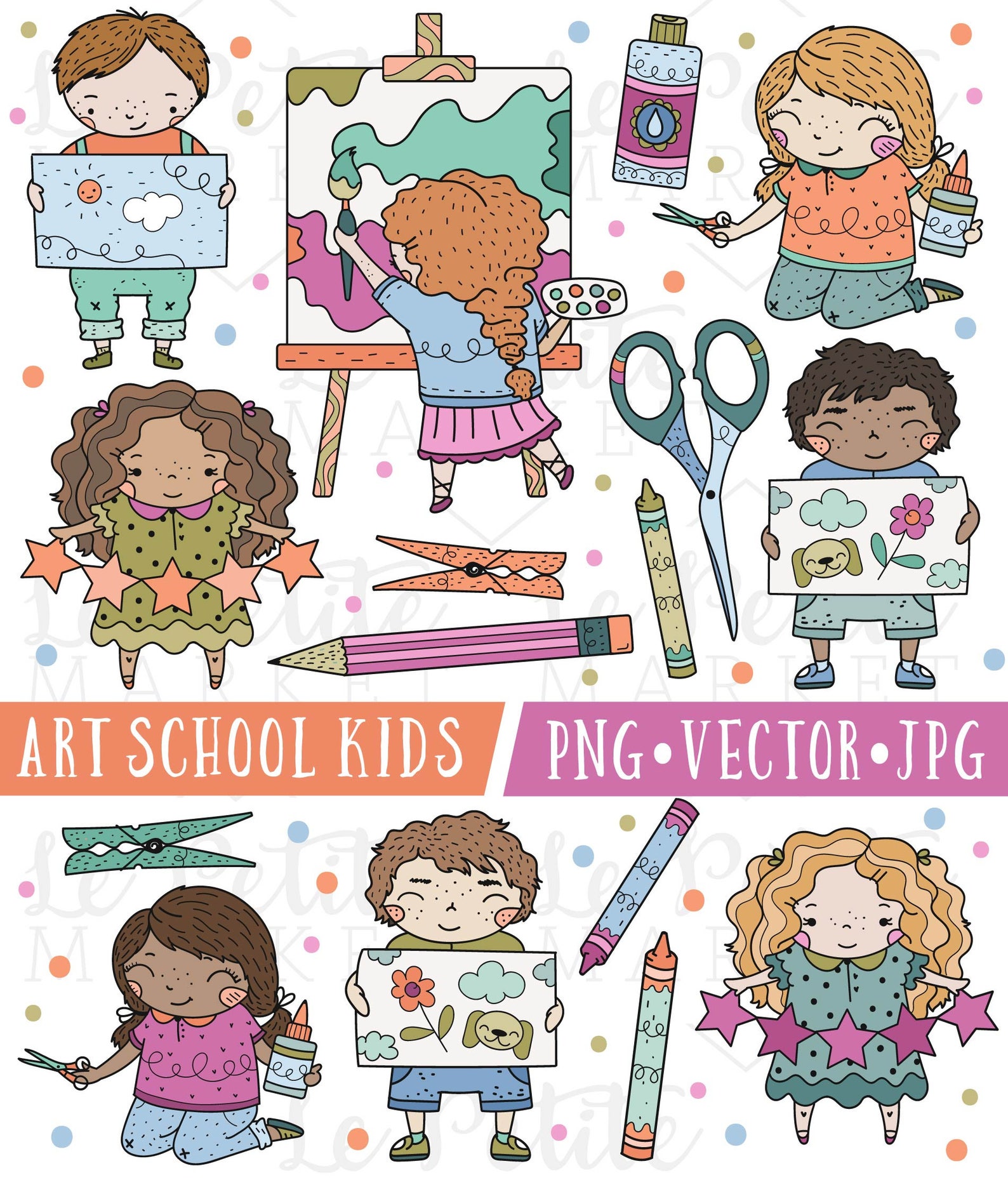 Art Class Clipart Cute School Clipart Kindergarten Clipart | Etsy