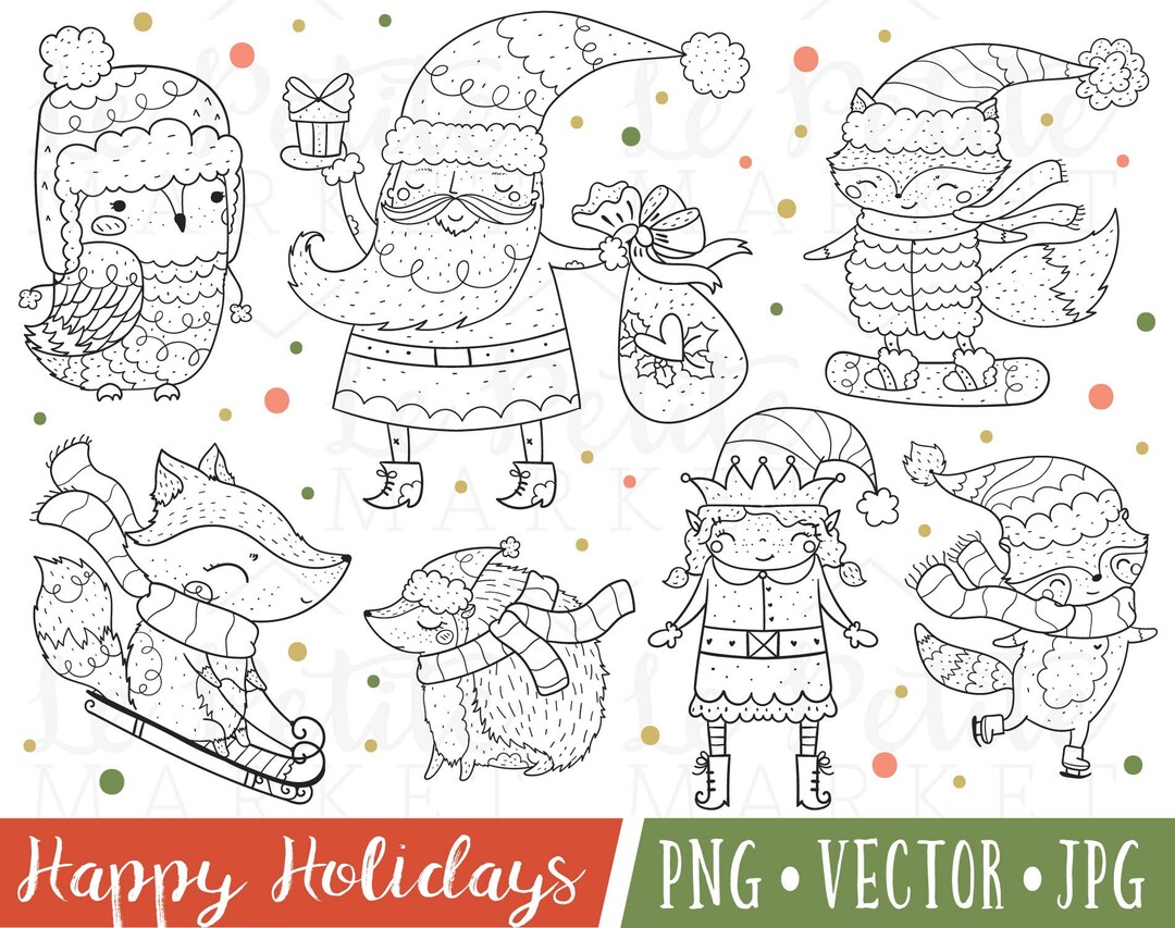 Cute Santa Clipart Images, Cute Girl Elf Clipart, Holiday Digital ...