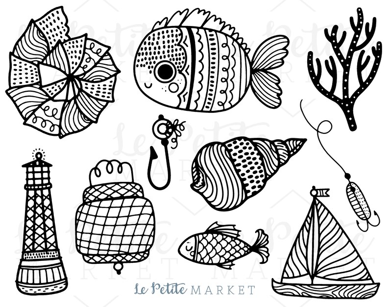 Nautical Clipart Lighthouse Clip Art Coastal New England - Etsy