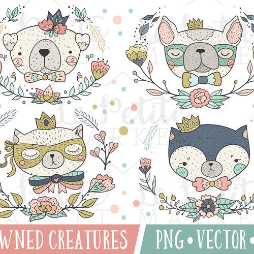 Superhero Animals Clipart Images Cute Superhero Illustration | Etsy