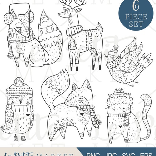 Woodland Hipster Animal Clipart Hipster Clip Art Hand Drawn - Etsy