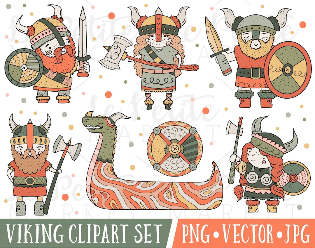 Viking Clipart Set, Cute Viking Illustrations, Cute Viking Clip Art ...